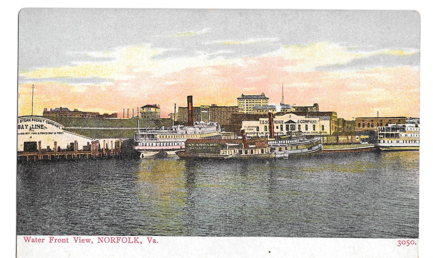 Norfolk VA Water Front View Vintage UDB Postcard A C Bosselman | United ...