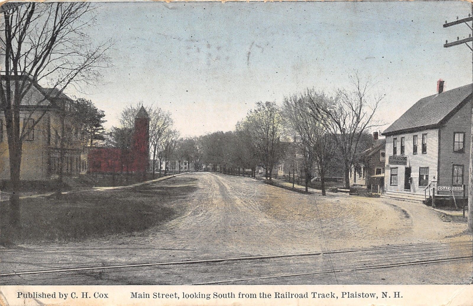 Plaistow NH Trolley Tracks Cross Main St~Curved Sidewalk~CH Cox~Coal ...