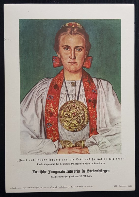 Germany Third 3rd Reich Original Rare Willrich VDA Maxi Card Print Girl ...