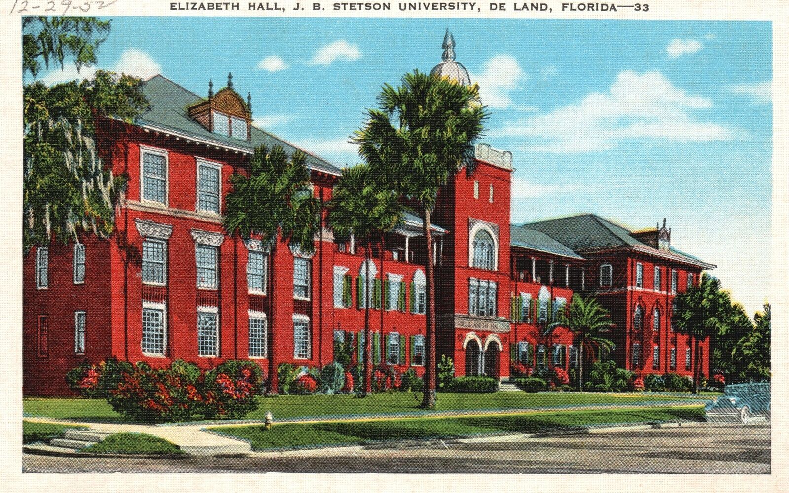 Vintage Postcard Elizabeth Hall J. B. Stetson University Campus De Land ...
