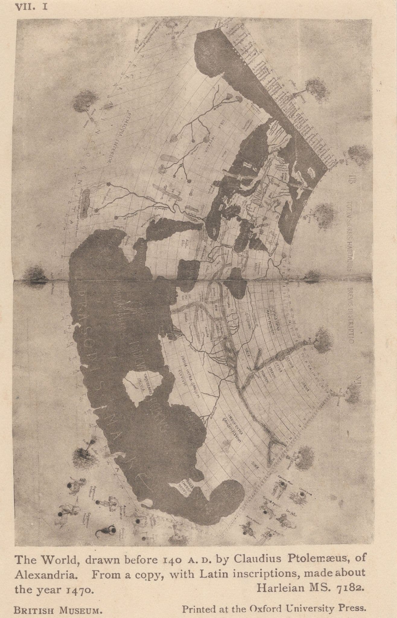 Roman Map Of The World Globe Latin 1400s Antique Postcard | Other ...