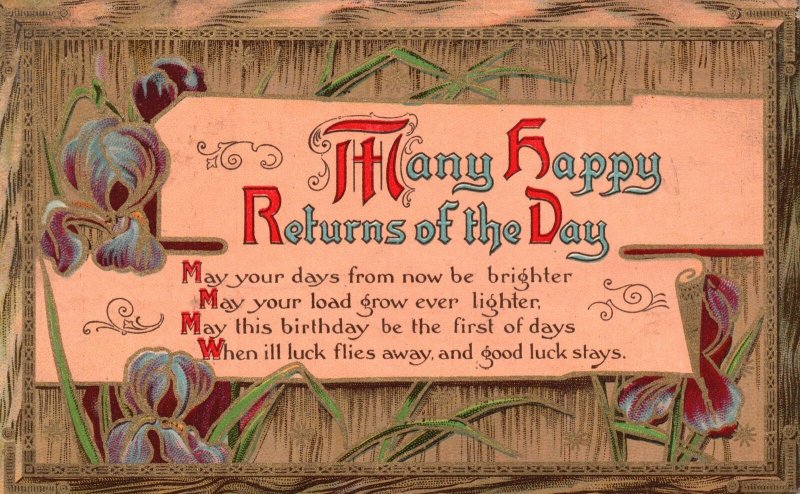 Vintage Postcard 1900's Many Happy Returns of the Day Birthday ...