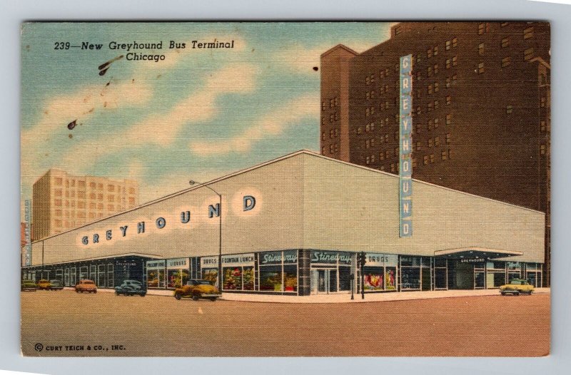 Chicago IL- Illinois, New Greyhound Bus Terminal, Vintage Postcard ...