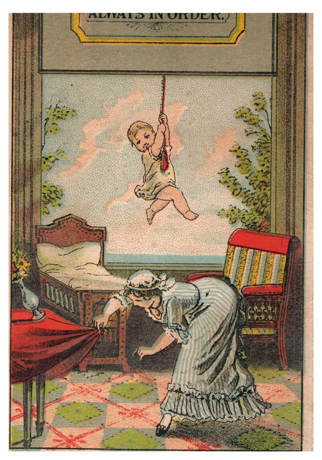 1880s Folder Card Hartshorn's Self-Acting Shade Rollers Comical Baby ...