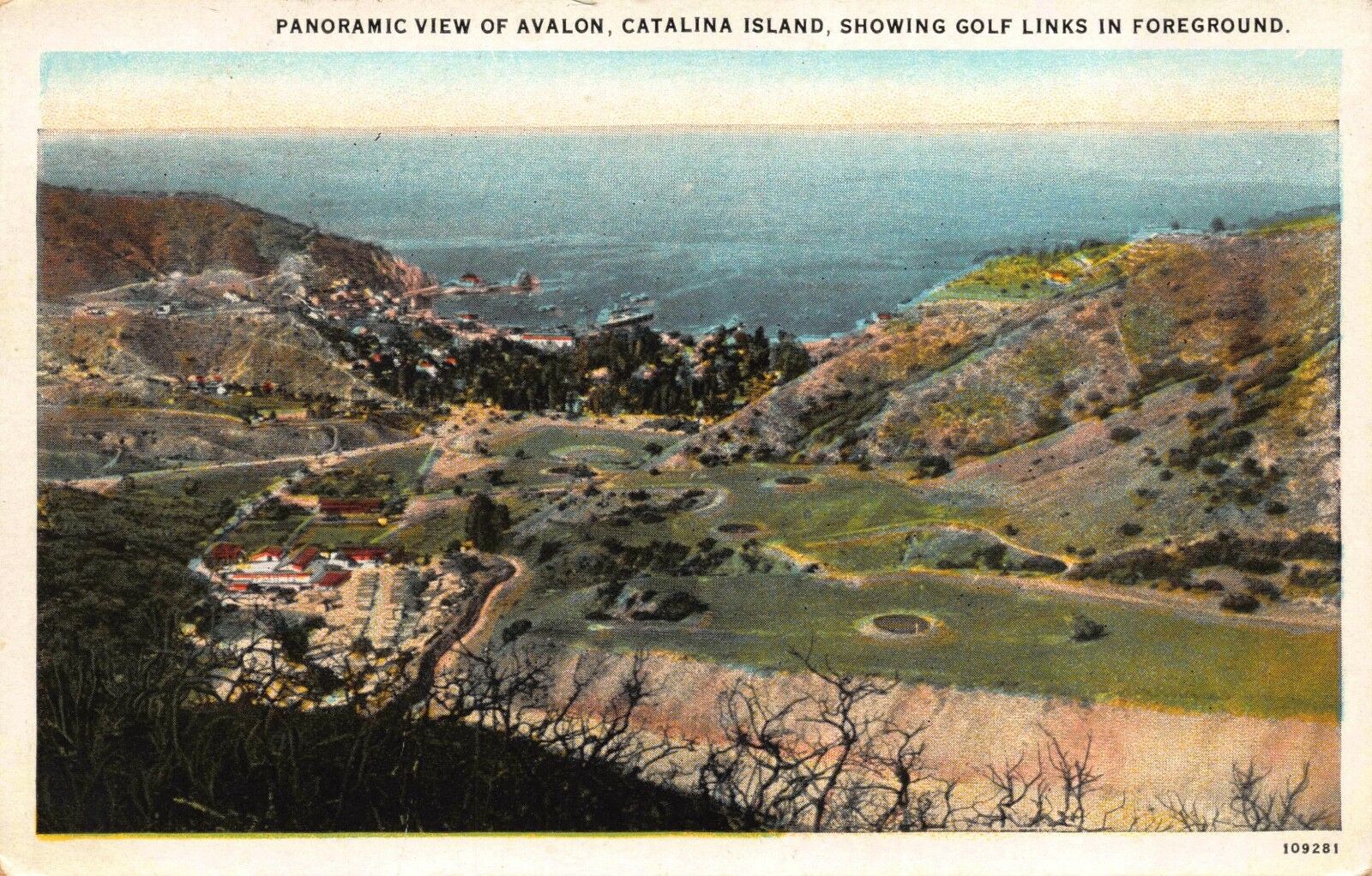Postcard Panoramic View of Avalon, Catalina Island California Golf ...