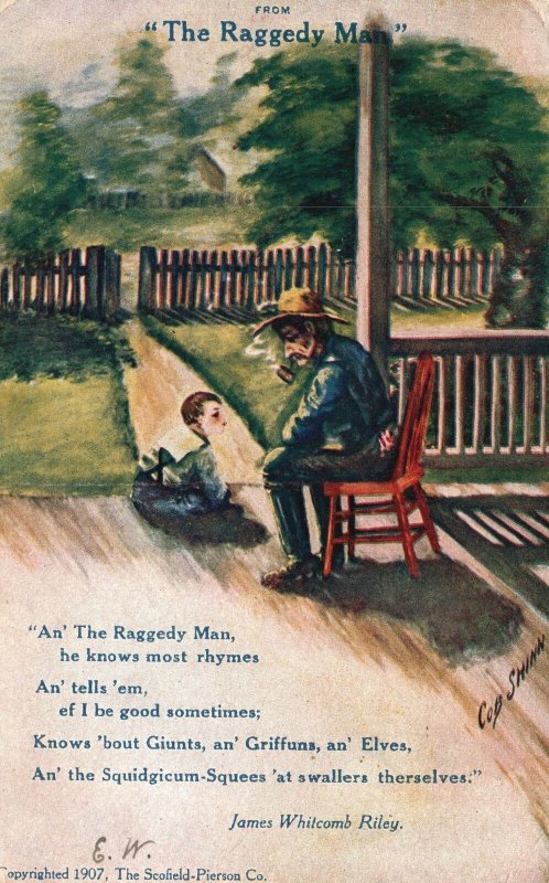 Vintage Postcard 1910's From The Raggedy Man Painting And Poem By James ...