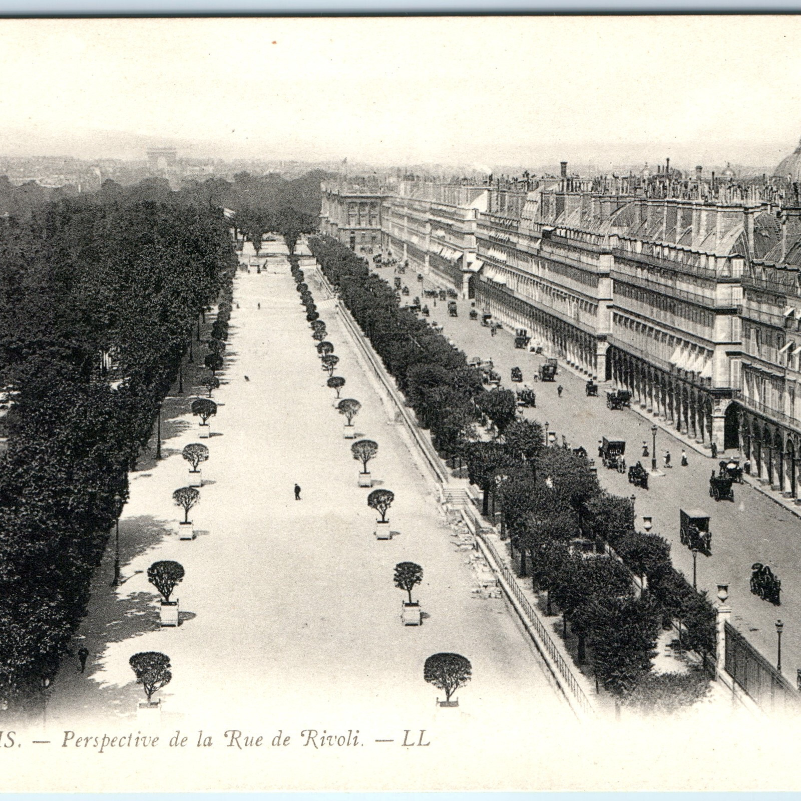 c1900s Paris, France Rue de Rivoli Street Scene Tuileries Gardens ...