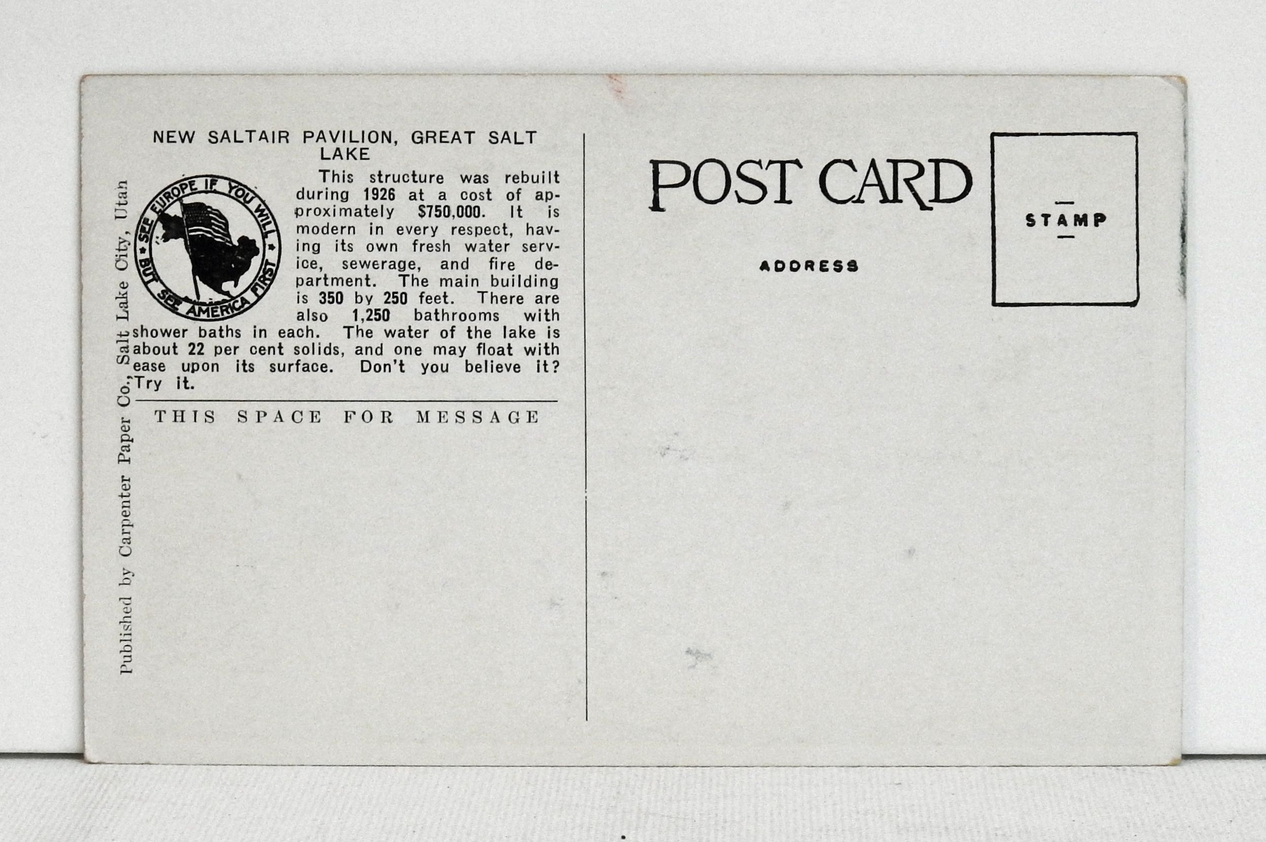 New Saltair Pavilion and Bathers, Great Salt Lake, Utah - Postcard ...