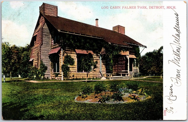 Vintage Postcard LOG Cabin at Palmer Park Detroit Michigan Made in ...