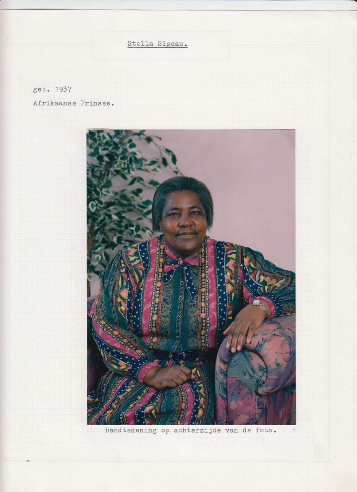 Princess Stella Sigcau Original Autograph on Photo, Royalty South ...