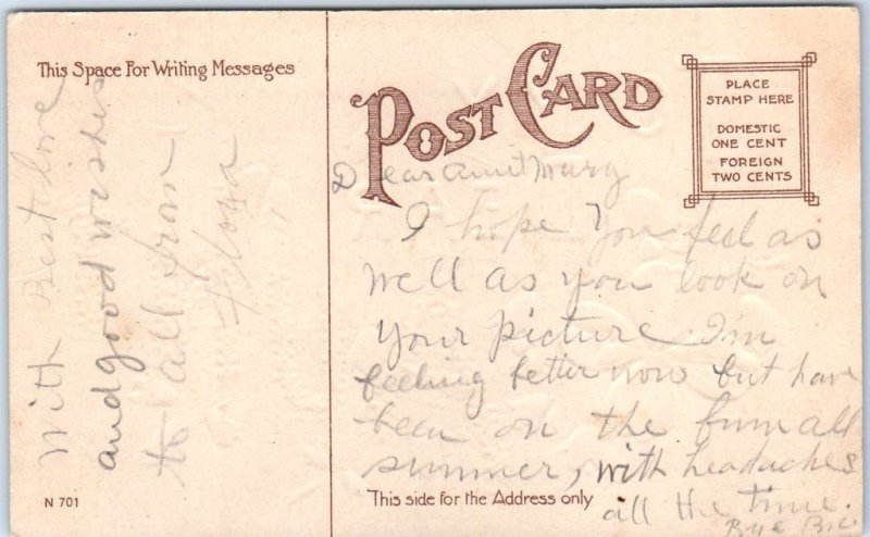 Vintage Large Letter Greetings Embossed Postcard "TO MY DEAR AUNT ...