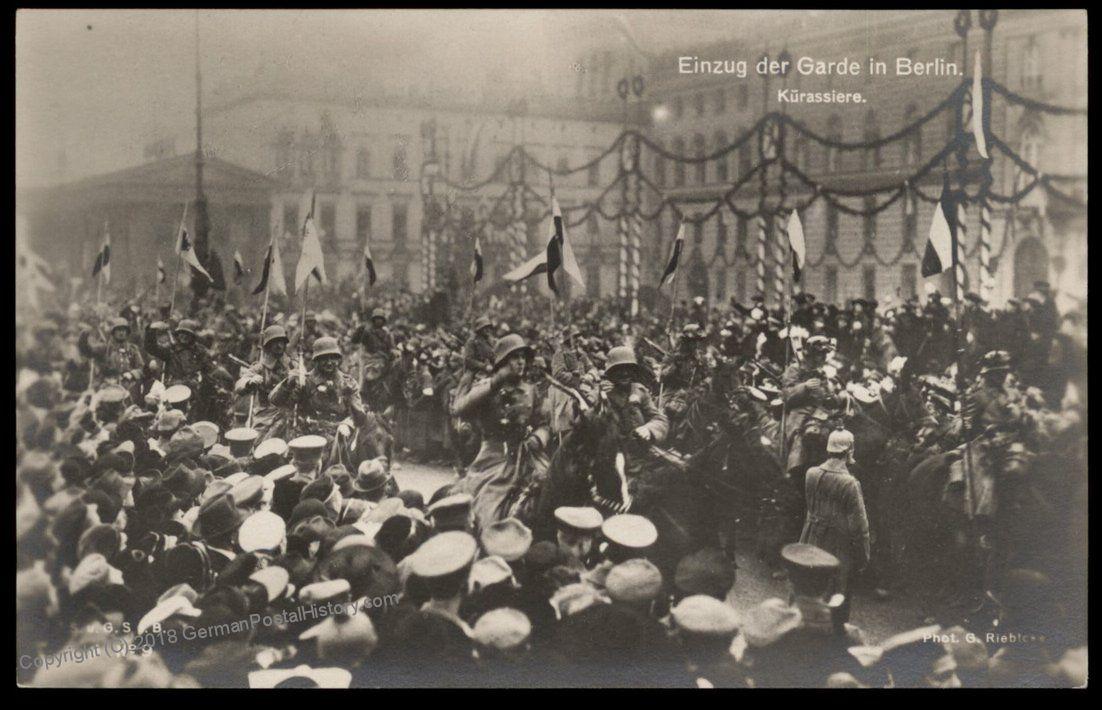 Germany 1918 Revolution Freikorps Arrival Cavalry Guard Troops RPPC ...