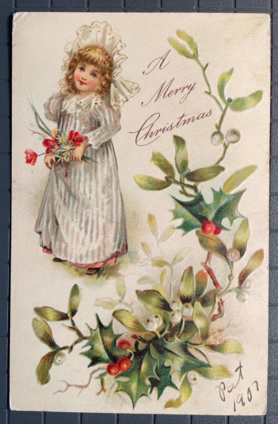 Vintage Victorian Postcard 1907 A Merry Christmas - Little Girl in ...
