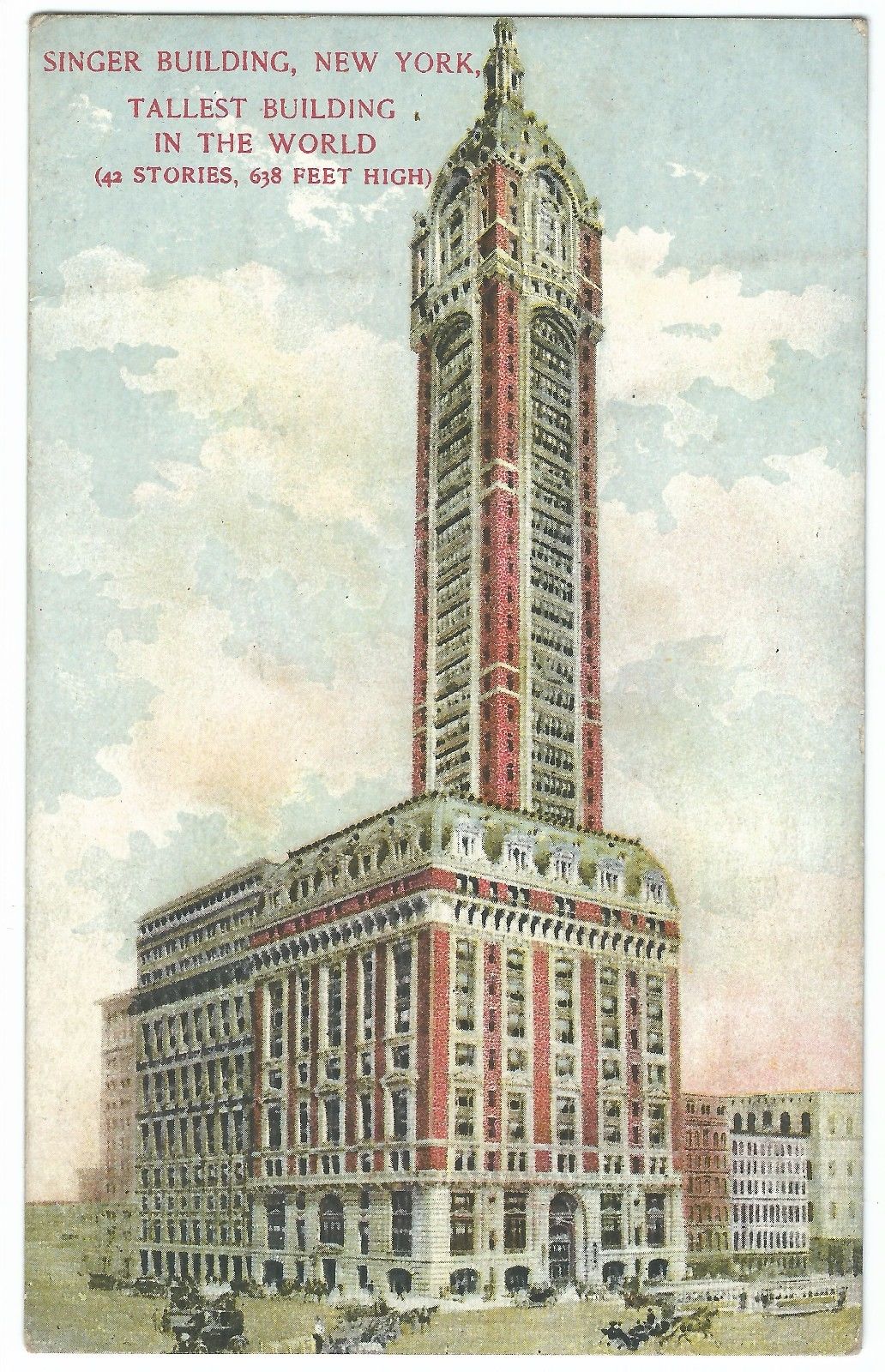 Singer Building, New York, Tallest Building in the World PPC, Unposted ...