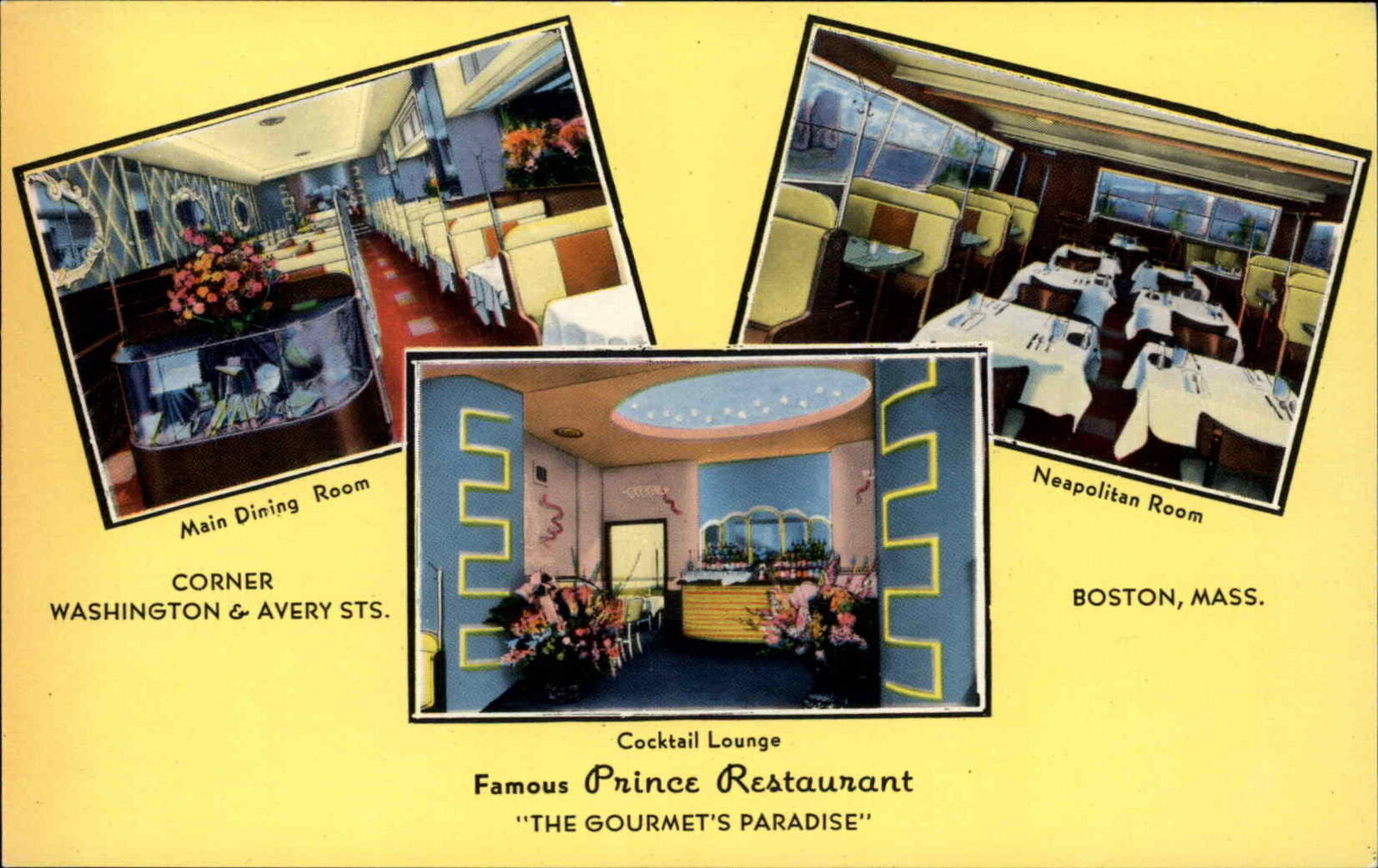 Boston Massachusetts MA Prince Spaghetti House Restaurant c1950s-60s ...