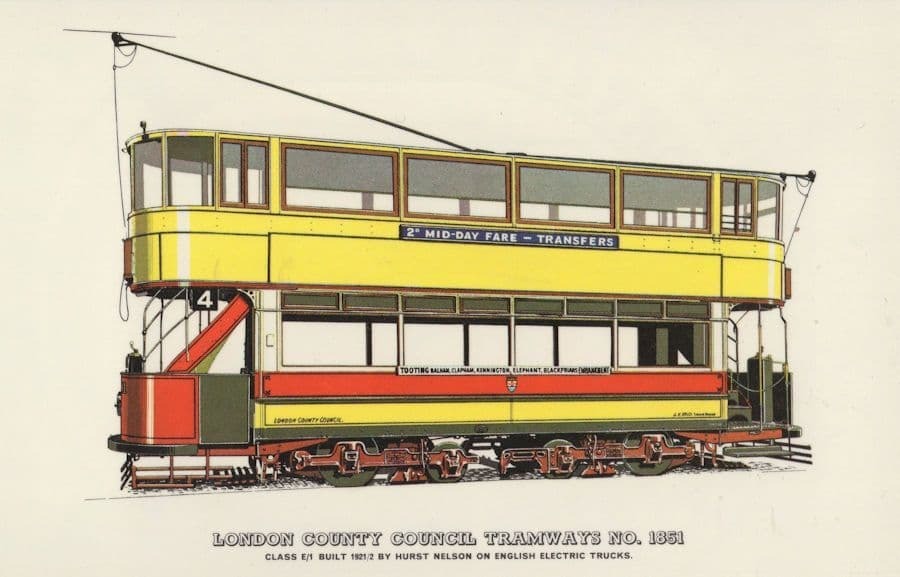 London County Council Tramways 1921 Bus Hurst Nelson Tram Postcard ...
