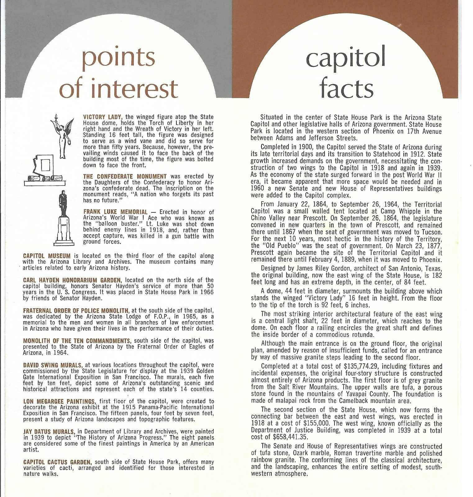 MK-005 AZ, Phoenix, Arizona State Capitol, 1950's Two Fold Brochure ...