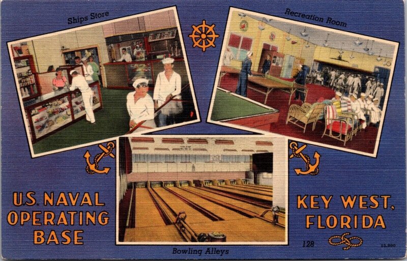 Linen Postcard U.S. Naval Operating Base in Key West, Florida~136806 ...