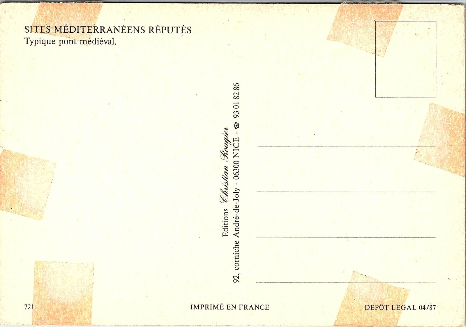 Vintage Continental Size Postcard Typical Medieval Bridge France ...