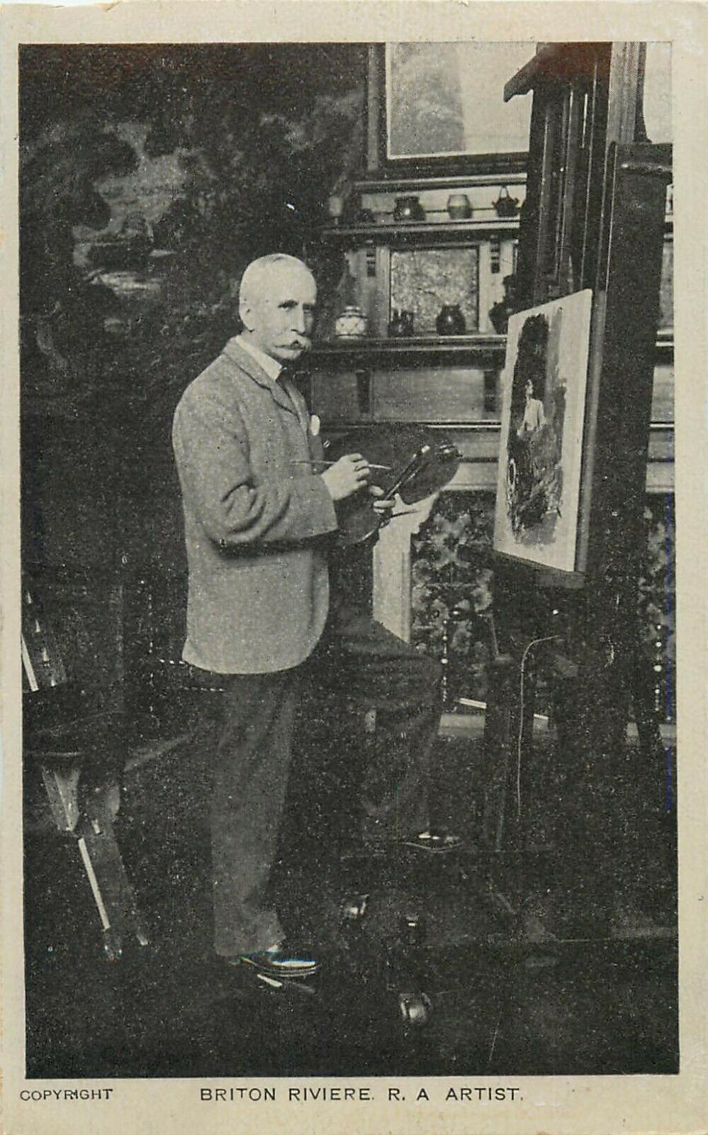 Rare Paintor Briton Rivière RA Royal Academy British artist postcard ...