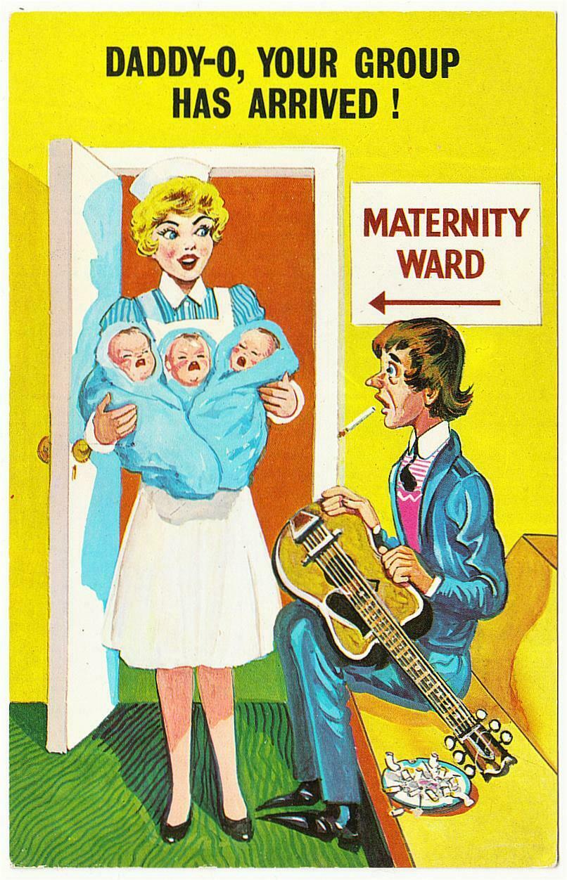 Beatnik Father of Triplets Maternity Nurse Daddy-O Guitar British Comic ...