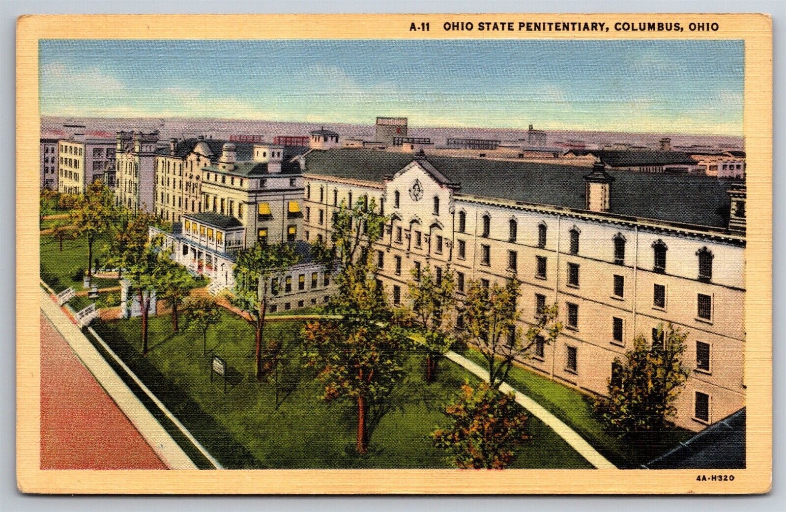 Ohio State Penitentiary Columbus Birdseye Campus Linen Postcard K20 ...