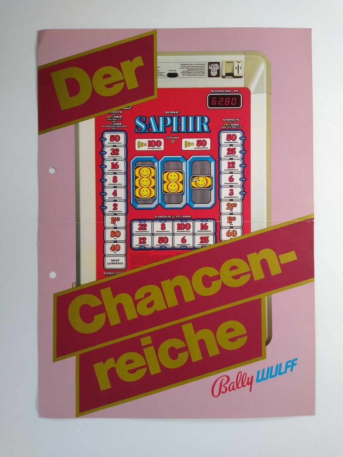 Bally Wulff Rotomat Saphir Slot Machine Flyer Original German Text ...