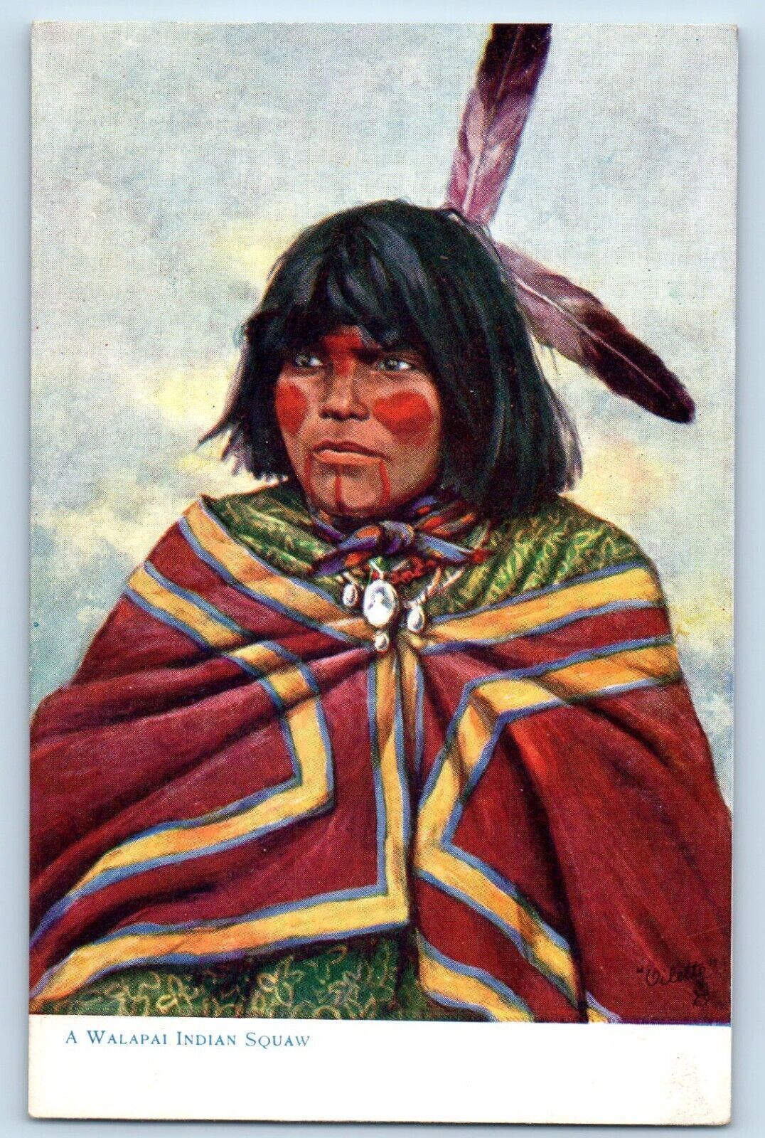 Oilette Postcard Indian Women A Walapai Indian Squaw Feathers On Head ...