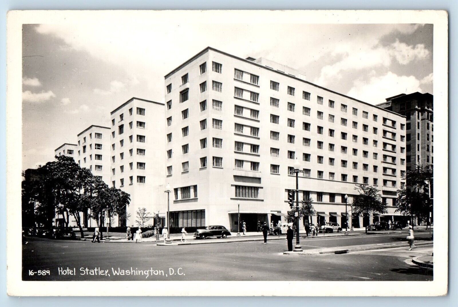 Washington DC Postcard RPPC Photo Hotel Statler Building Scene Street ...
