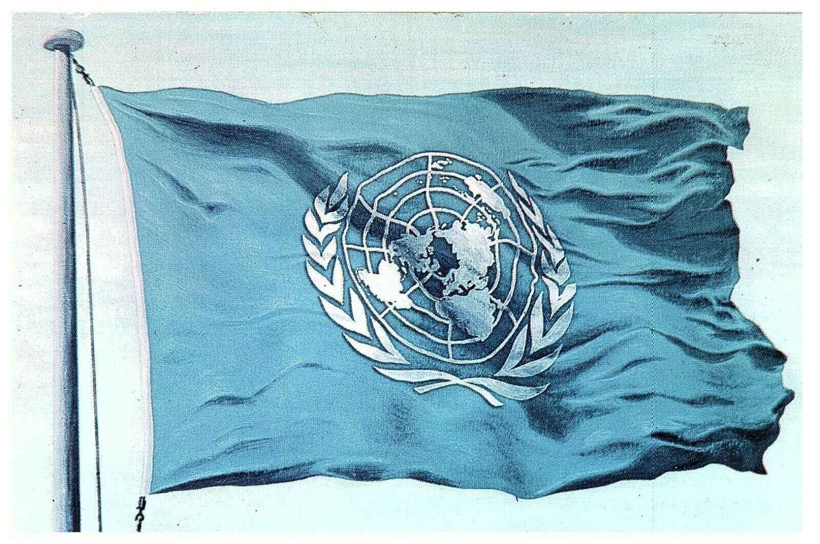 The Flag of the United Nations New York Original Vintage Postcard ...