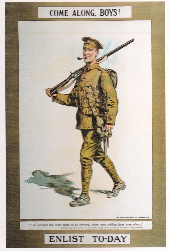 Come Along Boys Enlist Today WW1 Army Recruitment Postcard | Topics ...