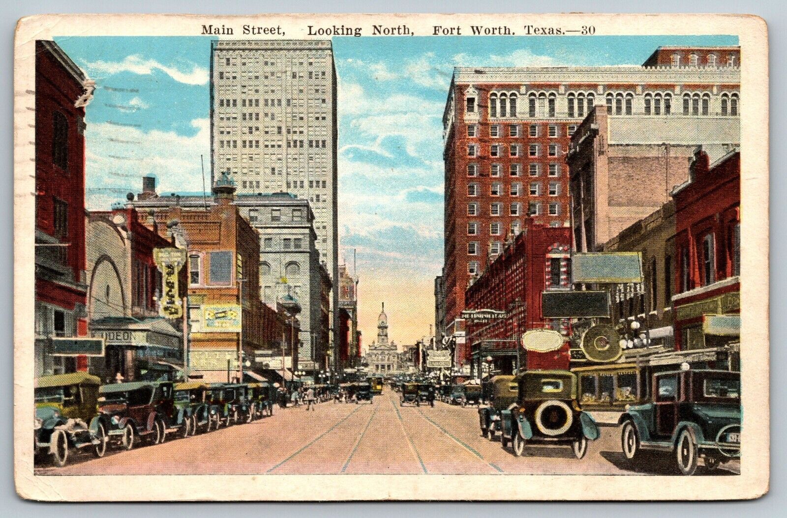 Vintage Texas Postcard - Fort Worth - Main Street - Model T Ford - 1925 ...