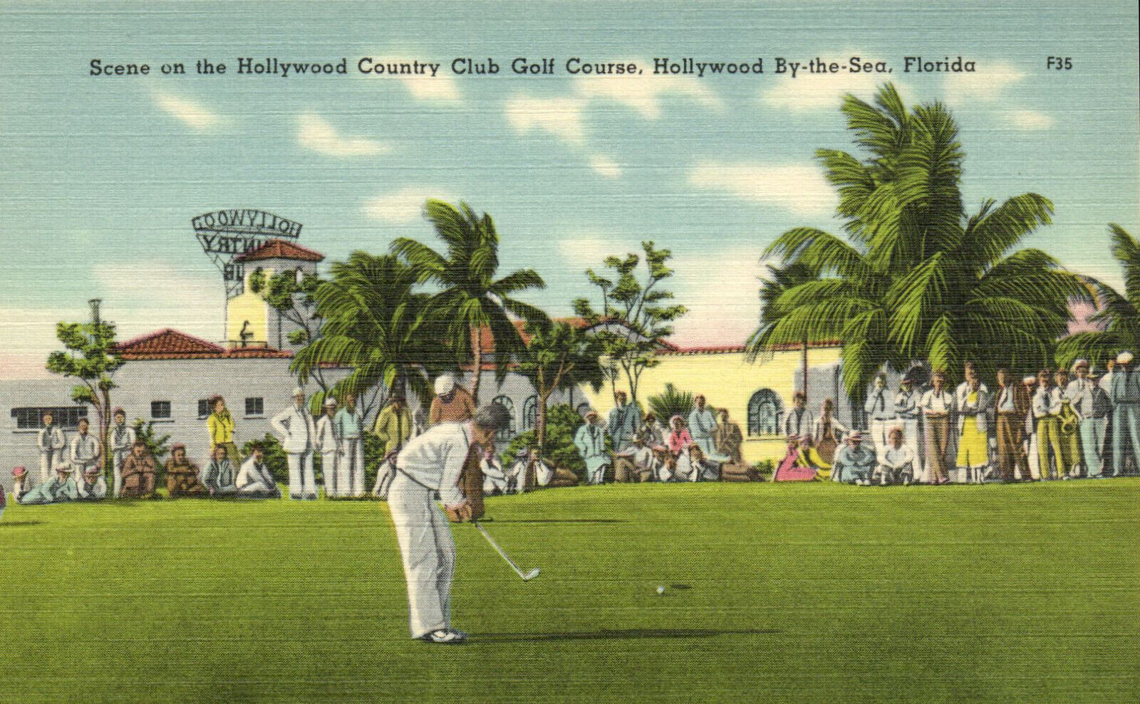 PC GOLF, FL, HOLLYWOOD BY THE SEA, GOLF CLUB, Vintage Postcard (b45878 ...