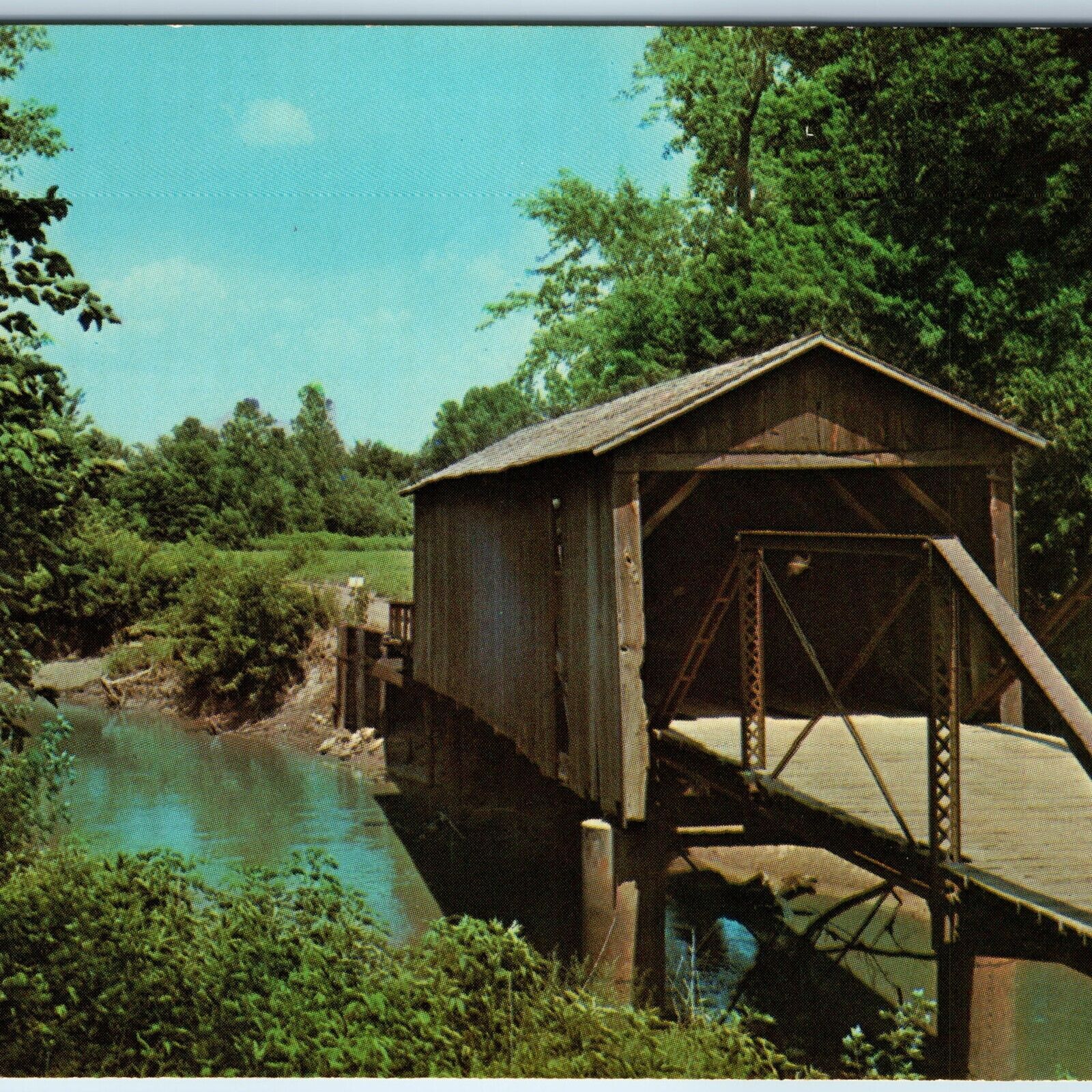 1963 Delta, Iowa ? Covered Kissing Bridge Steel Truss Scenic Country PC ...