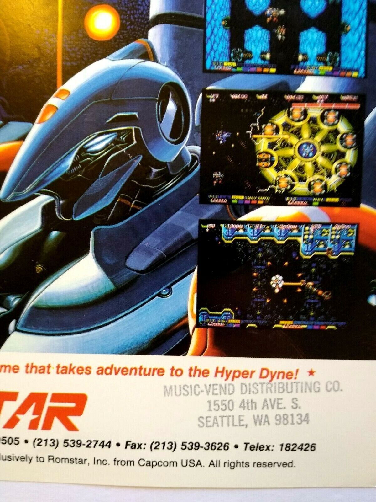 Hyper Dyne Side Arms Arcade FLYER Original 1986 Video Game Art Space ...