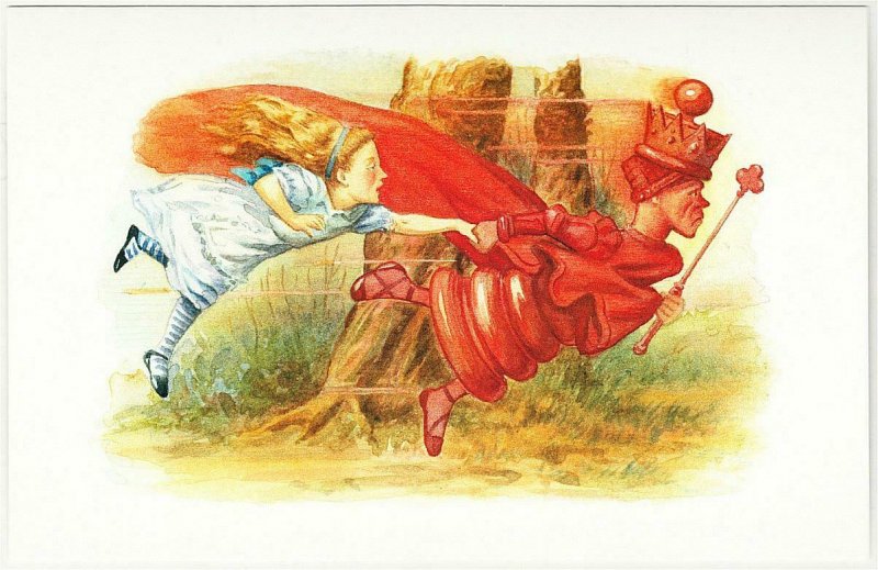 Alice in Wonderland Red Queen Running Faster Chess Piece Postcard ...