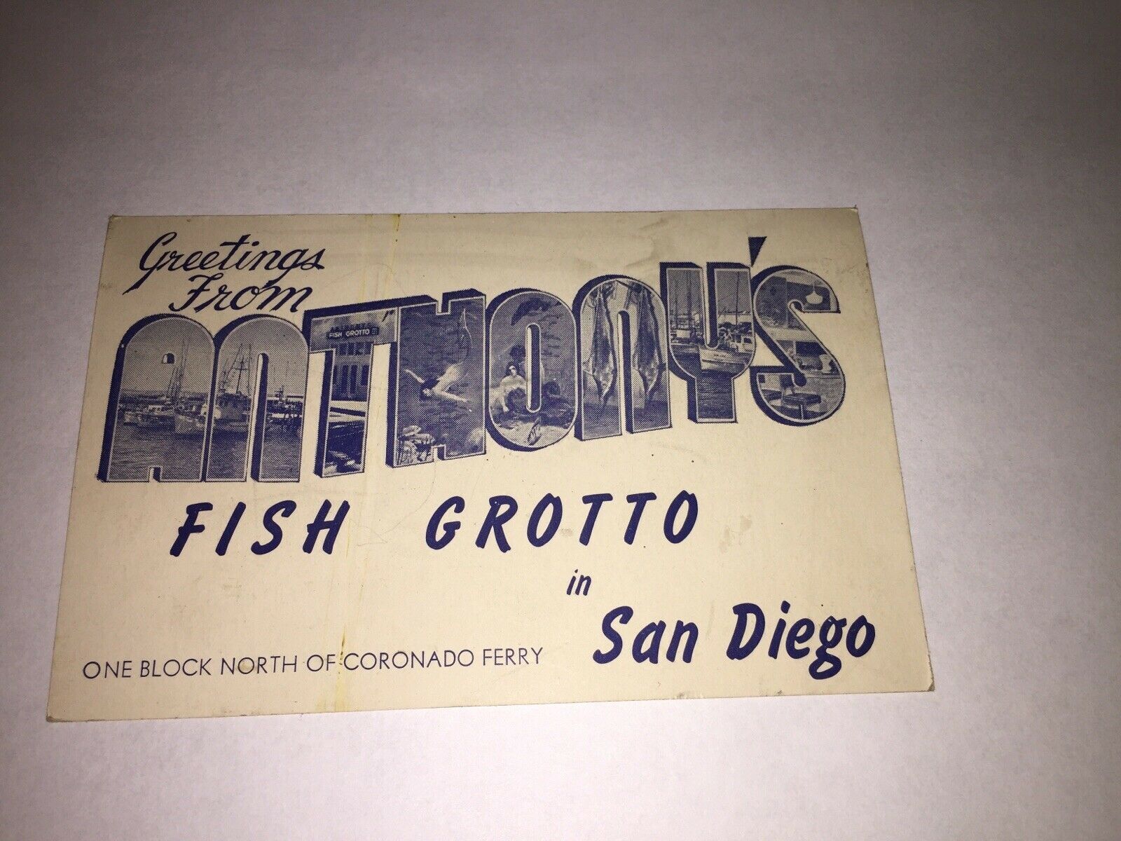 ANTHONY'S FISH GROTTO San Diego, California Restaurant ca 1940s Vintage ...