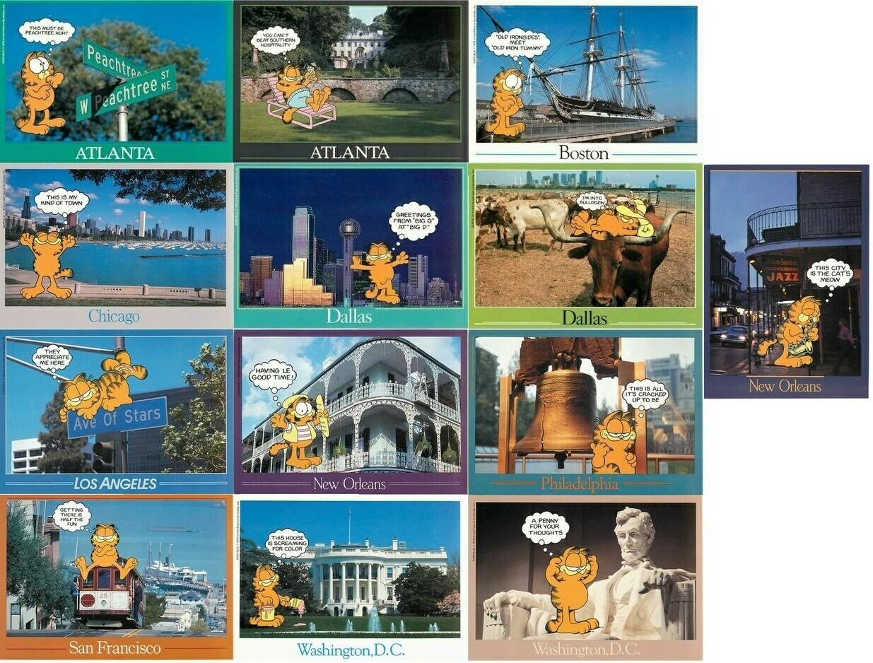 Garfield the Cartoon Cat in U.S. Cities Lot of 14 Postcards | Topics ...