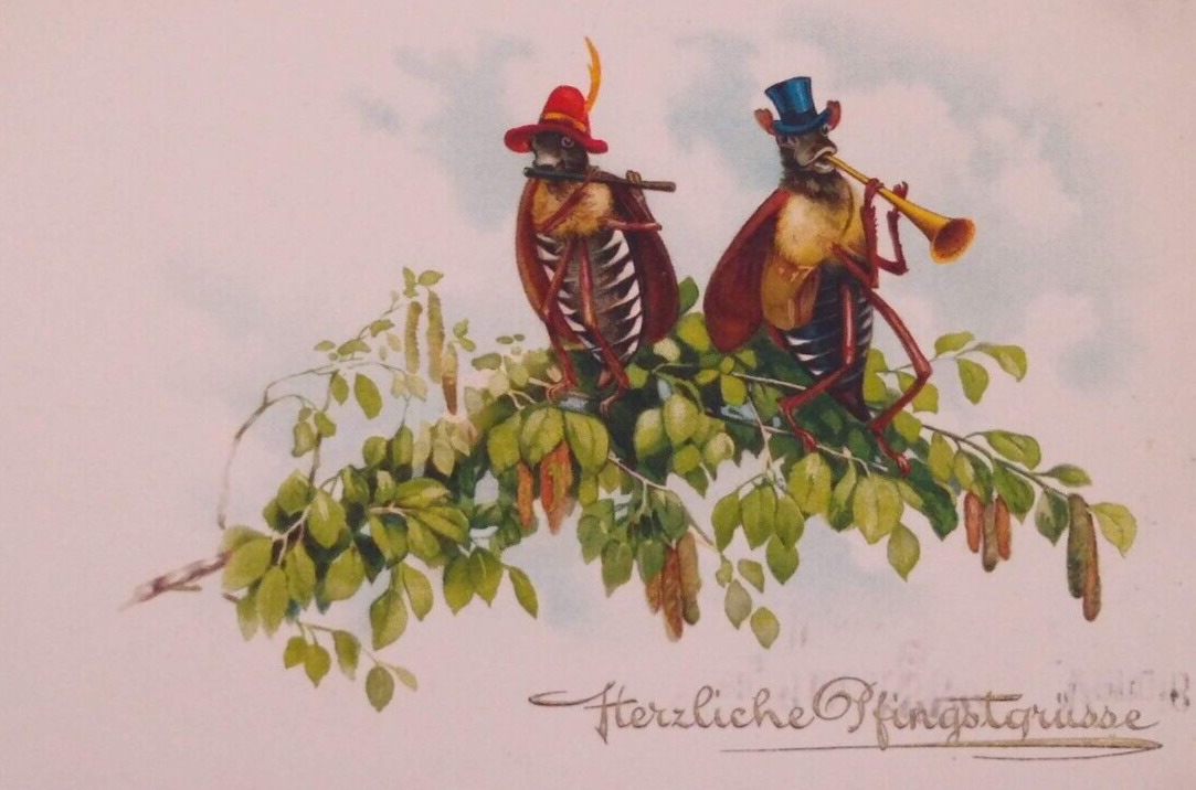 Anthropomorphic Dressed May Bugs Play Flute and Trumpet 1928 Pentecost ...
