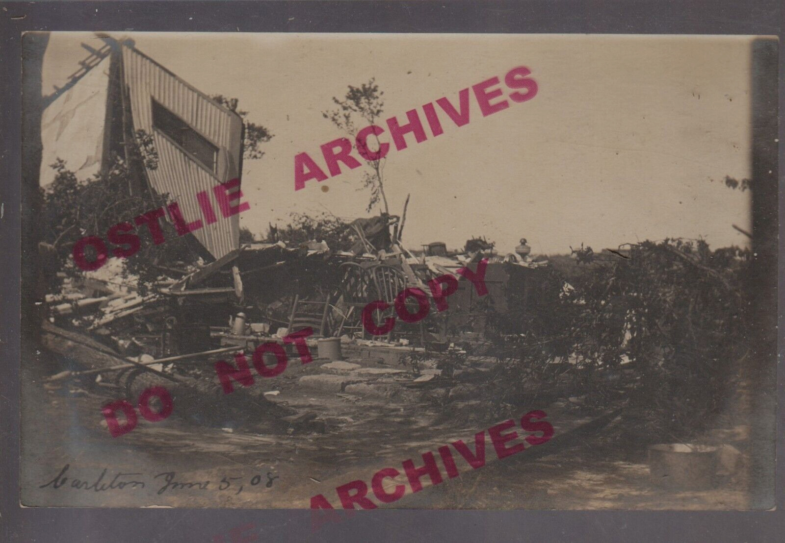 Carleton NEBRASKA RPPC 1908 TORNADO Disaster UPSIDE DOWN HOUSE Twister ...