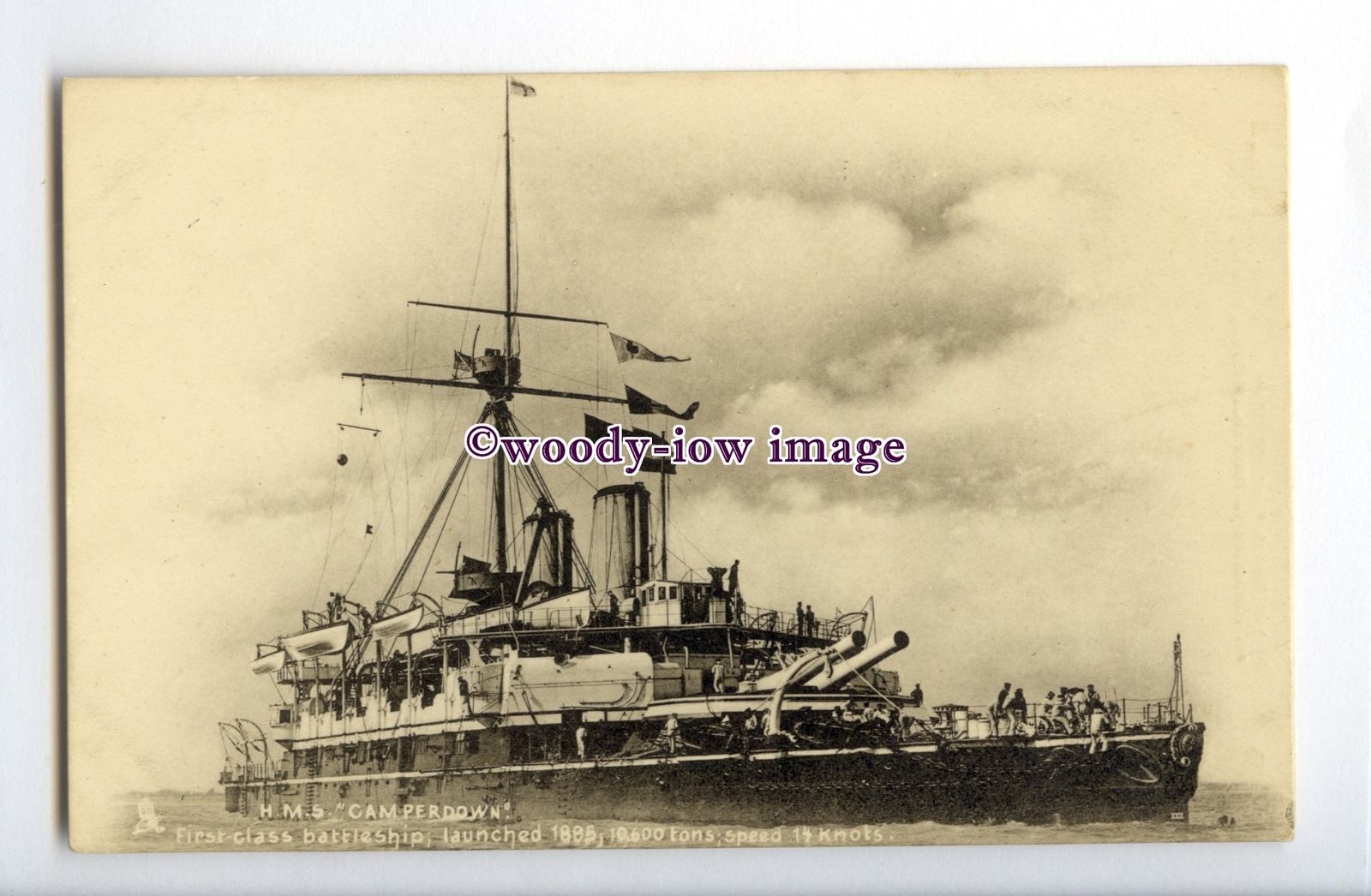 na5857 - Royal Navy Warship - HMS Camperdown - postcard Tucks Empire ...