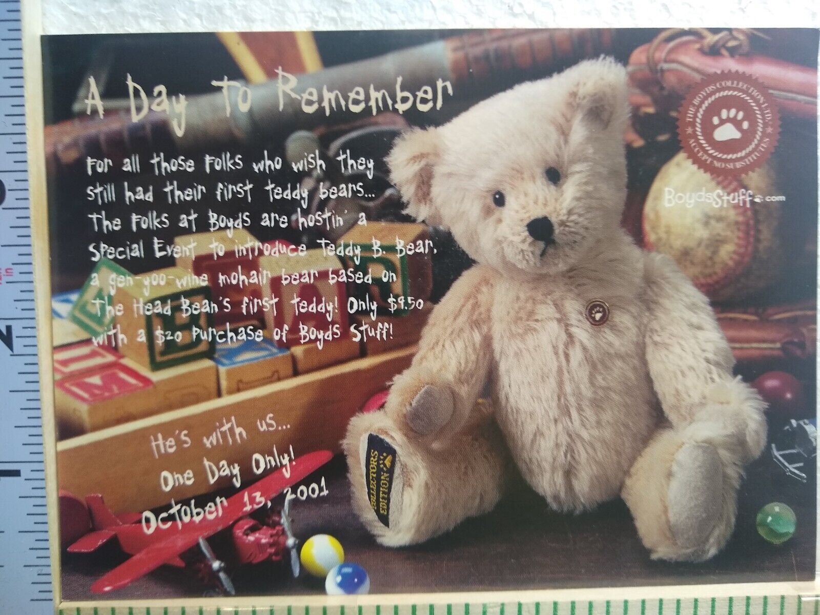 Postcard Teddy Bear, A Day To Remember, Boyds Stuff | Other / Unsorted ...
