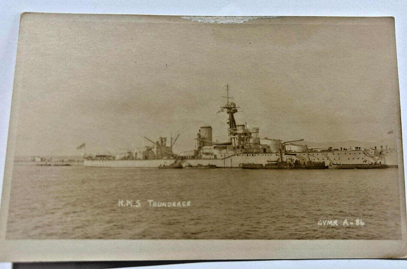 British UK Royal Navy HMS Thunderer WWI Battleship RPPC c.1910s ...