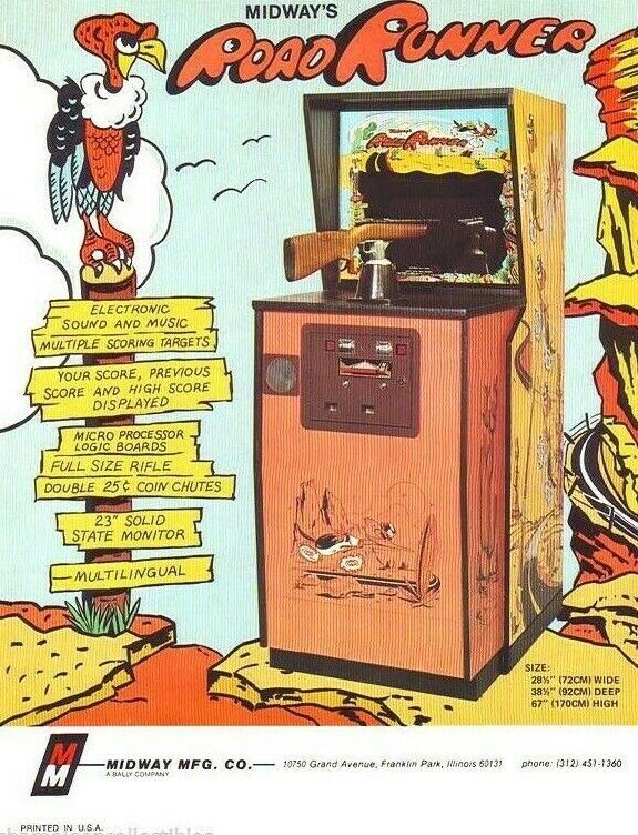 Road Runner Arcade FLYER Original Midway 1979 Shooting Rifle Gun Game ...