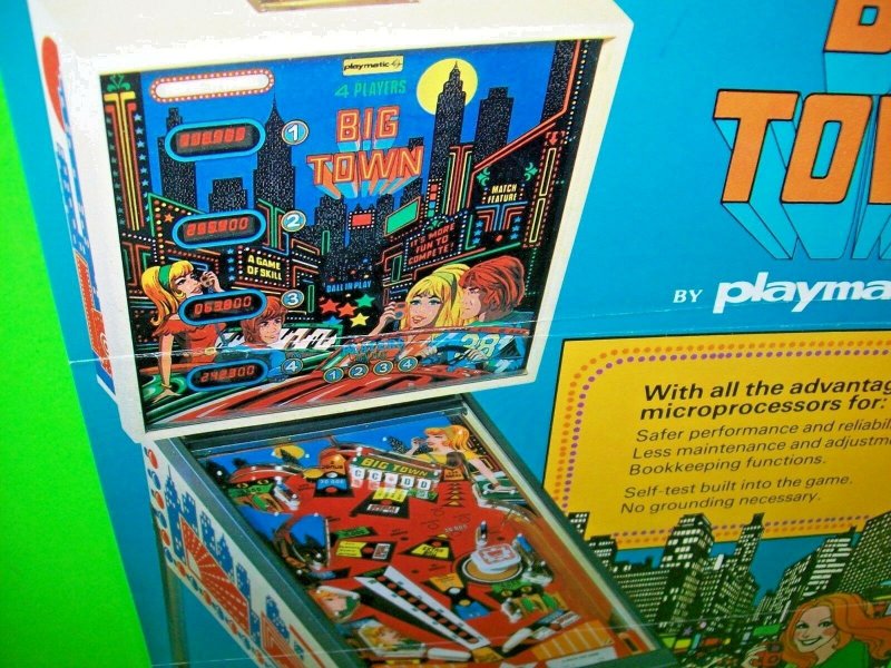 Playmatic BIG TOWN Original 1978 Arcade Game Pinball Machine Flyer RARE ...