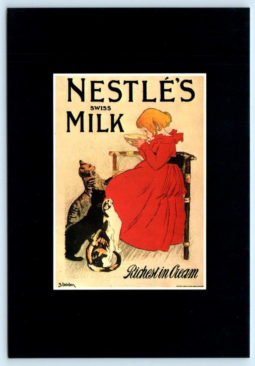 NESTLE'S SWISS MILK Poster Style Advertising STEINLEN Cats 1995 ~ 4"x6 ...