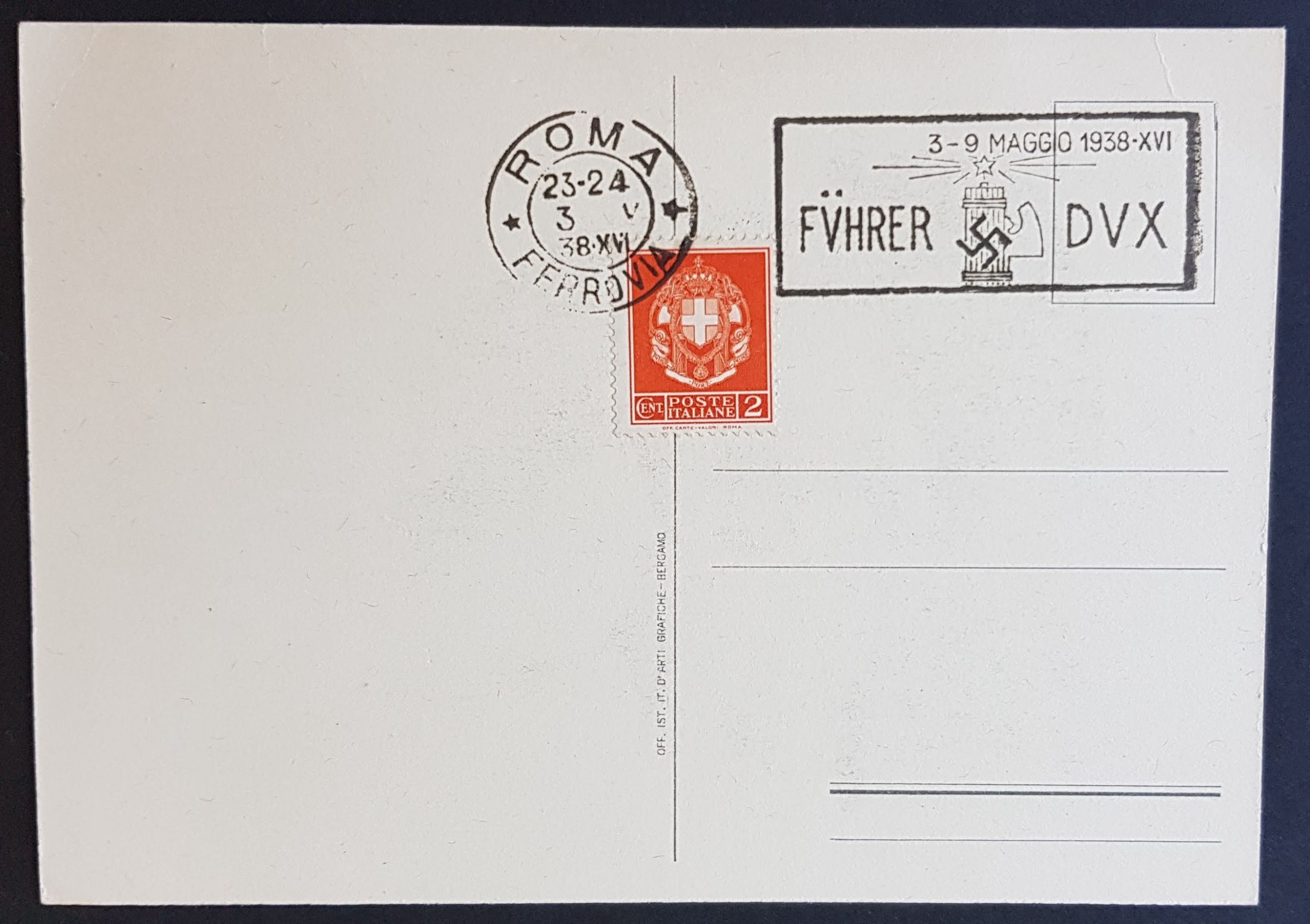 Germany Third 3rd Reich Original Nazi Postcard Hitler & Mussolini Rome ...