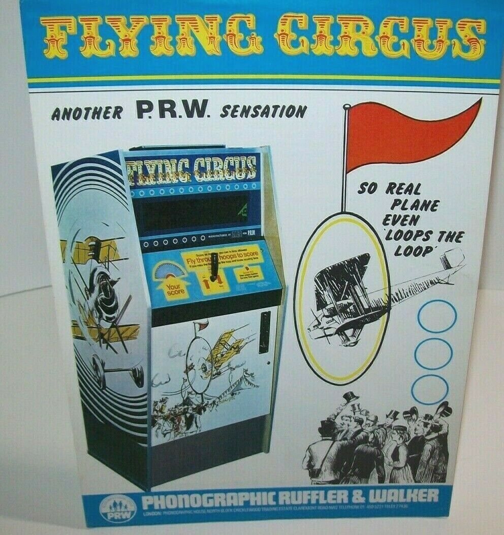 Flying Circus Arcade FLYER Original 1969 NOS Flight Airplane Game Art ...