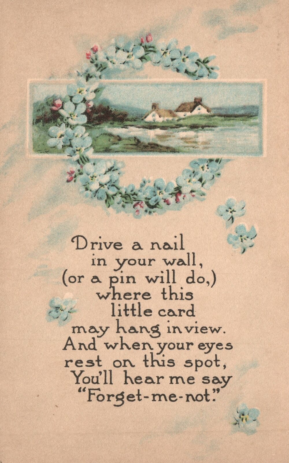 Vintage Postcard Forget-Me-Not Friendly Message Landscape Design ...