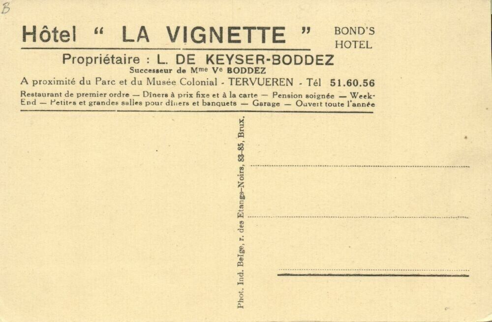 belgium, TERVUEREN, Bond's Hotel La Vignette (1930s) Postcard | Europe ...